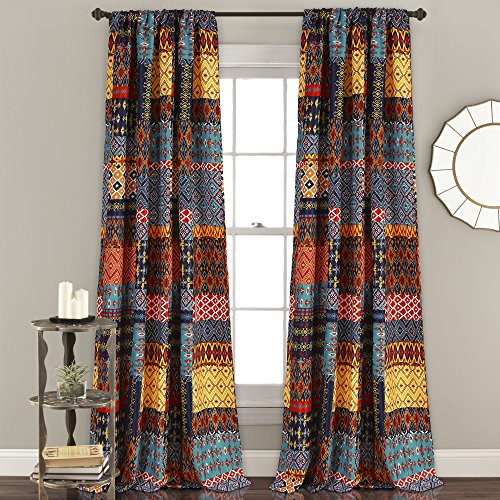 Lush Decor, Multicolor Misha Room Darkening Window Curtain Panel Set, 84" x 52"