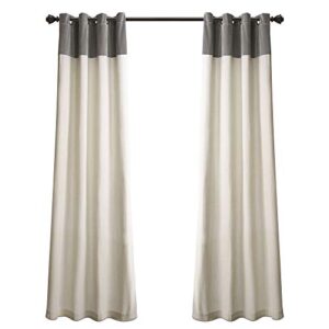 Lush Decor Milo Linen Window Curtain Panel Pair, 84" x 52", Gray & Off-White, Gray