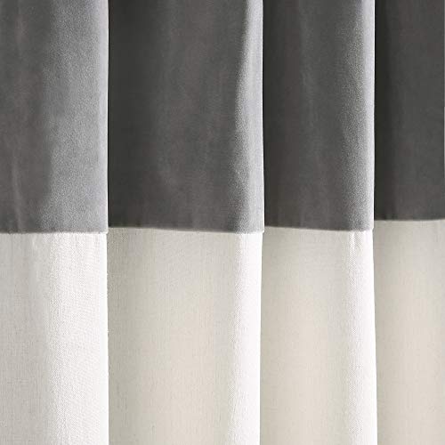 Lush Decor Milo Linen Window Curtain Panel Pair, 84" x 52", Gray & Off-White, Gray