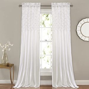 lush decor bayview window curtain panel pair, 95″ l x 54″ w, white