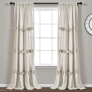 lush decor, neutral darla window curtain single panel, 84″ x 40″