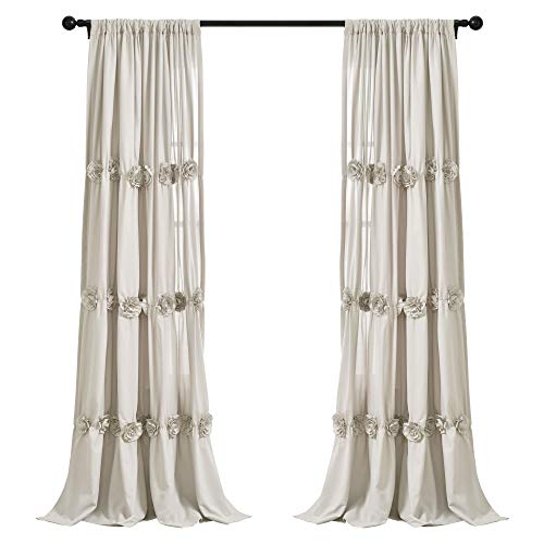 Lush Decor, Neutral Darla Window Curtain Single Panel, 84" x 40"