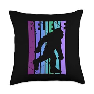 lush bigfoot retro bigfoot believe yeti purple pink graphic designs cool throw pillow, 18×18, multicolor