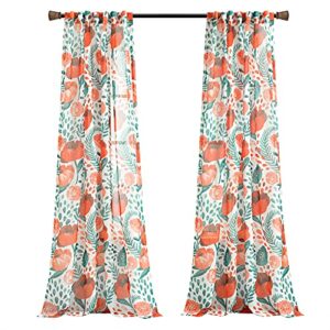 Lush Decor Pair Poppy Garden Sheer Window Curtain Panels Multi 52X84 Set, 84" Long x 52" Wide