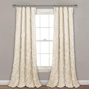 lush decor ravello pintuck vintage chic farmhouse curtains, single curtain panel, 52″w x 84″l, ivory