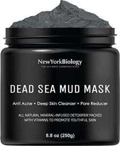 new york biology dead sea mud mask for face and body – spa quality pore reducer for acne, blackheads and oily skin, natural skincare for women, men – tightens skin for a healthier complexion – 8.8 oz