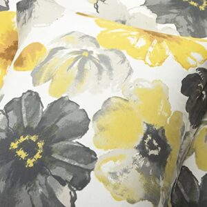 Lush Decor Leah 6 Piece Floral Duvet Set, King, Yellow & Gray