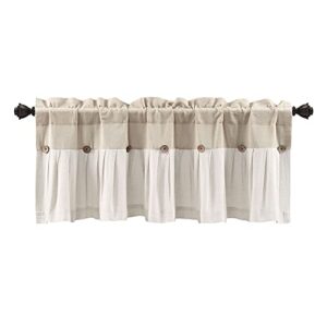 Lush Decor Linen Button Farmhouse Valance, 18"L x 52"W, Linen