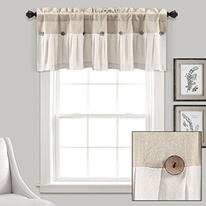 Lush Decor Linen Button Farmhouse Valance, 18"L x 52"W, Linen