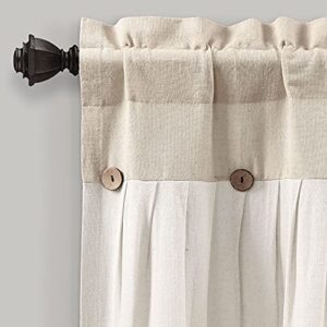 Lush Decor Linen Button Farmhouse Valance, 18"L x 52"W, Linen