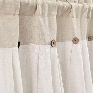 Lush Decor Linen Button Farmhouse Valance, 18"L x 52"W, Linen