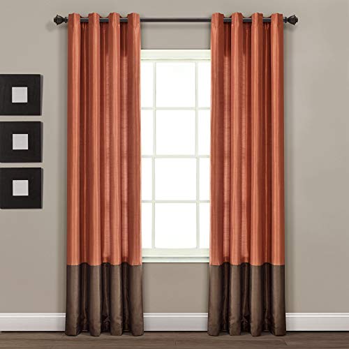 Lush Decor, 54 x 95, Brown/Rust White/Gray Prima Window Curtains Panel Set for Living, Dining Room, Bedroom (Pair), 54 x 84-inch, L