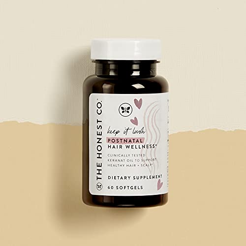 The Honest Company Keep It Lush Daily Postnatal Hair Wellness Supplement | Vegan, NSF-Certified, Non-GMO | 60 Count Softgels