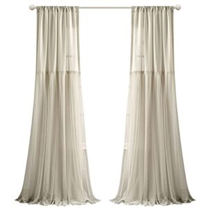 Lush Decor Tulle Skirt Solid Window Curtain Panel Pair, 84" L x 40" W, Neutral