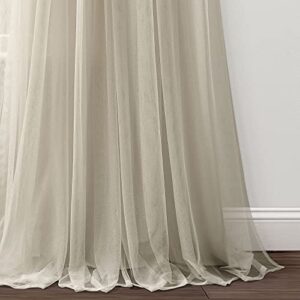 Lush Decor Tulle Skirt Solid Window Curtain Panel Pair, 84" L x 40" W, Neutral