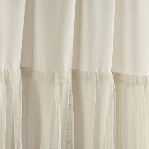 Lush Decor Tulle Skirt Solid Window Curtain Panel Pair, 84" L x 40" W, Neutral