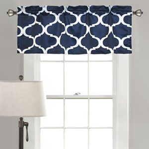 lush decor, navy geo valance, 18 x 52, 18 in x 52