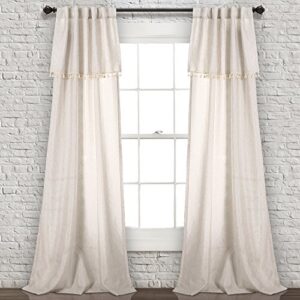 lush décor ivy tassel window curtain panel pair, 84 x 40 in, neutral