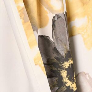 Lush Decor Leah Room Darkening Window Curtain Valance Floral Insulated Grommet, Valance, Yellow and Gray