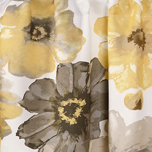 Lush Decor Leah Room Darkening Window Curtain Valance Floral Insulated Grommet, Valance, Yellow and Gray