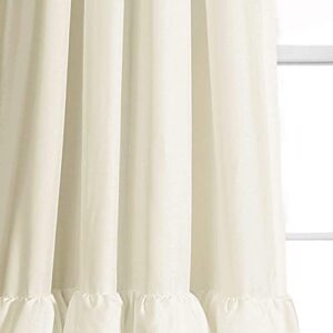 Lush Decor, Ivory Allison Ruffle Curtains-Window Panel Drapes Set for Living, Dining Room, Bedroom (Pair), 84" x 40", 84 in L