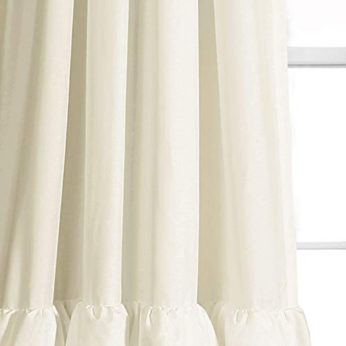 Lush Decor, Ivory Allison Ruffle Curtains-Window Panel Drapes Set for Living, Dining Room, Bedroom (Pair), 84" x 40", 84 in L