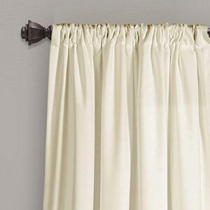 Lush Decor, Ivory Allison Ruffle Curtains-Window Panel Drapes Set for Living, Dining Room, Bedroom (Pair), 84" x 40", 84 in L