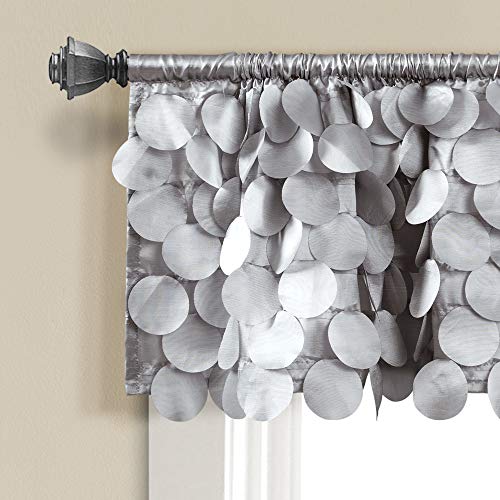 Lush Decor Lush Décor, Light Gray Gigi Valance Textured Window Kitchen Curtain (Single), 14” x 70