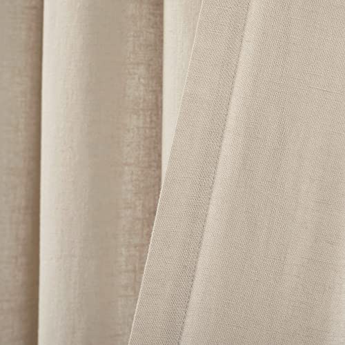 Lush Decor Belgian Flax Prewashed Linen Rich Cotton Blend Window Curtain Panel (Single Panel), 96" L x 50" W, Linen