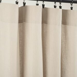 Lush Decor Belgian Flax Prewashed Linen Rich Cotton Blend Window Curtain Panel (Single Panel), 96" L x 50" W, Linen