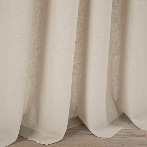 Lush Decor Belgian Flax Prewashed Linen Rich Cotton Blend Window Curtain Panel (Single Panel), 96" L x 50" W, Linen