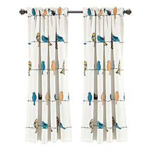 Lush Decor Rowley Birds Curtains Room Darkening Window Panel Set for Living, Dining, Bedroom (Pair), 52" W x 63" L, Multi