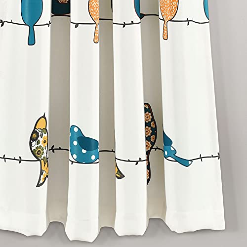 Lush Decor Rowley Birds Curtains Room Darkening Window Panel Set for Living, Dining, Bedroom (Pair), 52" W x 63" L, Multi