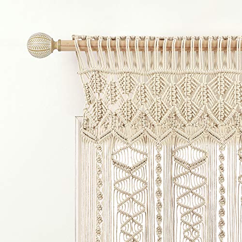 Lush Decor Boho Macrame Textured Cotton Valance/Kitchen Curtain/Wall Decor, 30" L x 40" W, Neutral