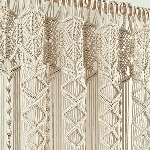 Lush Decor Boho Macrame Textured Cotton Valance/Kitchen Curtain/Wall Decor, 30" L x 40" W, Neutral