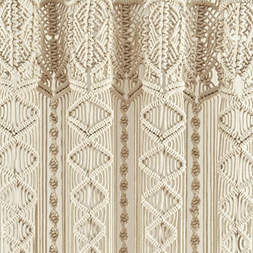 Lush Decor Boho Macrame Textured Cotton Valance/Kitchen Curtain/Wall Decor, 30" L x 40" W, Neutral