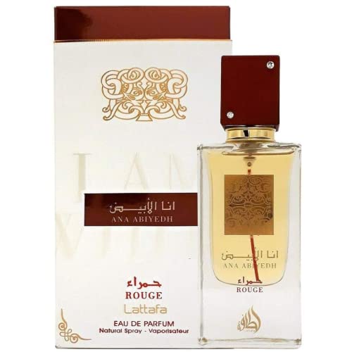 Lattafa Ana Abiyedh Rouge for Unisex Eau de Parfum Spray, 2 Ounce