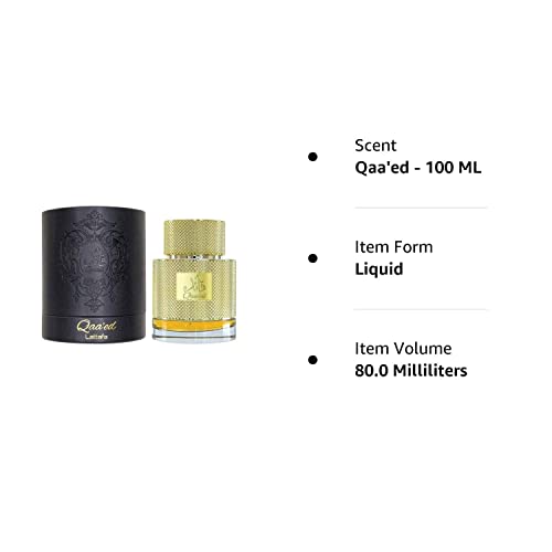 Qaa'ed Unisex EDP | Oriental Alchemy | Opens with energizing oud fragrance with oriental notes, it's the perfume you can fall in love with the first smell | by Lattafa Perfumes (Qaa'ed - 100 ML)