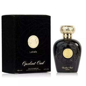 lattafa opulent oud for unisex eau de parfum spray, 3.4 ounce