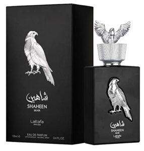 shaheen silver by lattafa pride edp – eau de parfum 100ml(3.4 oz) | cassis, bergamot, rose, patchouli, musk, oakmoss, amber | by lattafa perfumes