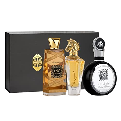 Lattafa Perfumes Fakhar Men, Maahir & Oud Mood Elixir EDP-100ml(3.4 oz) with Magnetic Gift Box Perfect for Gifting