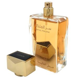 Ser Al Malika Attar Al Ghalia EDP (Eau De Parfum) for Women - 100ML (3.4 oz) I A fine fragrance with a smell of velvety, sensual I A force of femininity I Featuring notes: Vanilla, Woody Notes, Agarwood, Incense, Nutmeg, Lavender I By Lattafa Perfumes