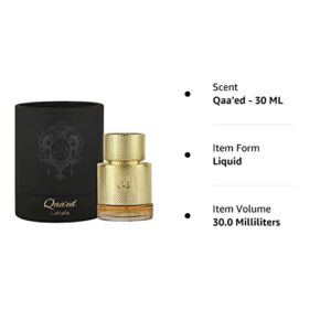 Lattafa Perfumes Qaa'ed Unisex EDP 30 ML (1.1 OZ) | Oriental Alchemy | Opens with energizing oud fragrance with oriental notes, it's the perfume you can fall in love with the first smell