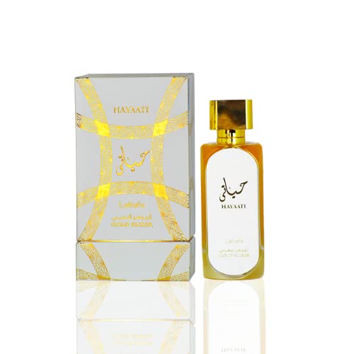 Lattafa Perfumes Premium Collection Hayaati For Men,Hayaati Gold Elixir For Women & Hayaati Makeky EDP-100ML/3.4Oz| Musk & Woody Notes. (Hayaati Women)