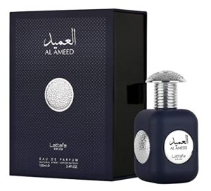 lattafa al ameed silver eau de parfum spray for unisex, 3.4 ounce