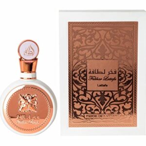 Fakhar EDP - Eau de Parfum 100ml(3.4 oz) | Oriental Alchemy | Intense notes of lily, jasmine, white flowers, honeysuckle, fruity notes, vanilla & white musk | violet leaf, masculine nutmeg & bergamot | by Lattafa Perfumes (Fakhar Women)