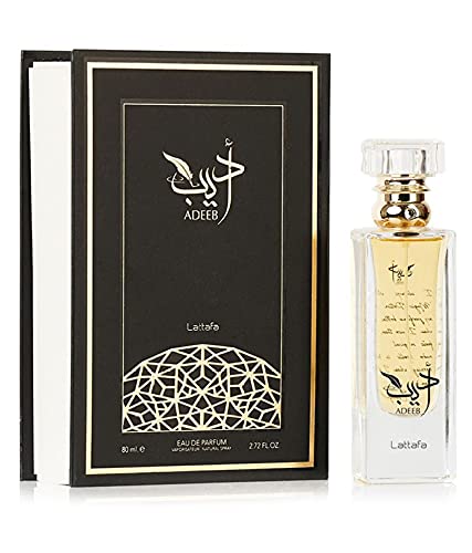 Lattafa Perfumes Adeeb Unisex EDP - Eau de Parfum 80ML (2.7 oz) | Oriental Alchemy | Ethereal and woody scent that opens with energizing fragrance with oud and musk notes