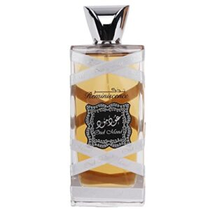 lattafa oud mood reminiscence for unisex eau de parfum spray, 3.4 ounce