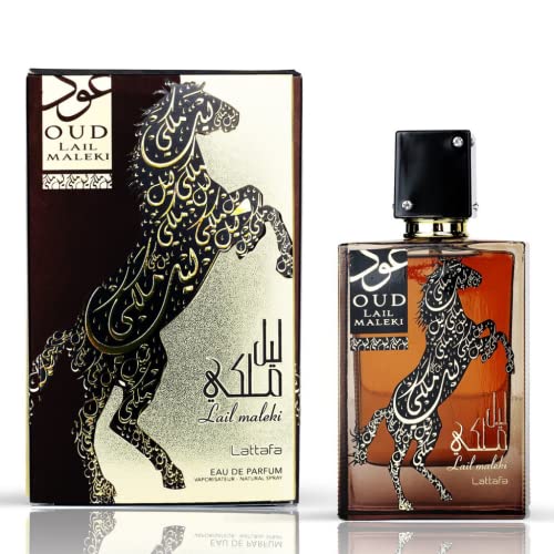 Lail Maleki EDP (Eau de Parfum) I Warm, fruity notes, spices and citrus with Flowers and Wood I Irresistible oriental perfume I Very Suitable for the evening or festive occasions I Wonderfully sensual perfume I by Lattafa Perfumes (Oud Lail Maleki - 100 M