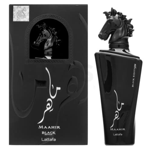 Lattafa Perfumes Maahir Black Edition Eau de Parfum - EDP 100ML(3.4 oz) I Bold and Rich Oud Fragrance I Sandalwood, Musk and Vanilla Notes I Signature Arabian Perfumery I